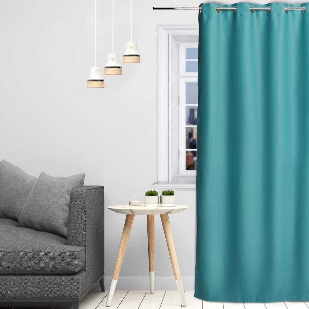 Портьерная штора Этель 250х250 см, блэкаут на люверсах, цвет изумрудный ...