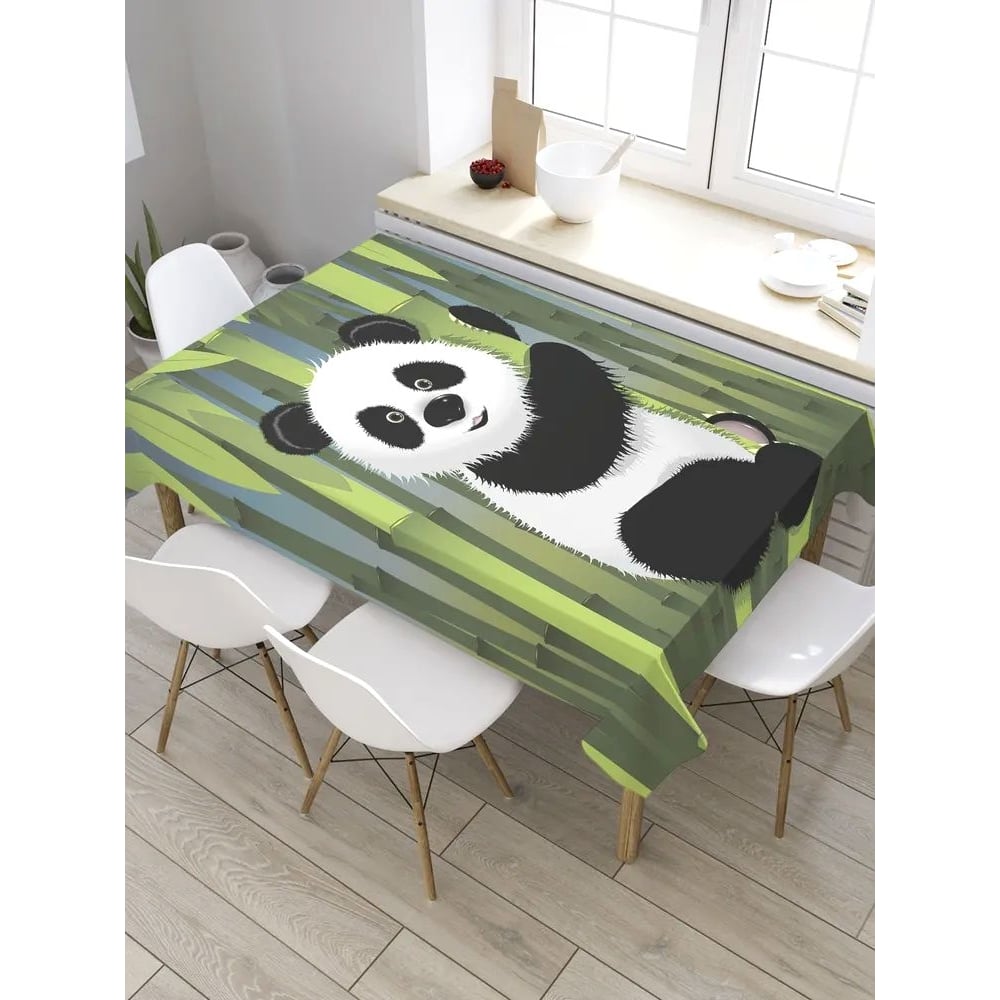 Прямоугольная скатерть из сатена JoyArty Счастливая панда tc_9551_120x145 - выгодная цена ...