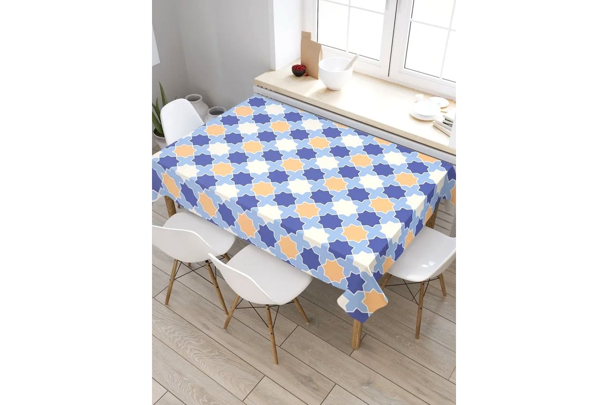 Скатерть прямоугольная из сатена JOYARTY Цветные восьмиугольники tc_28727_120x145 - выгодная ...