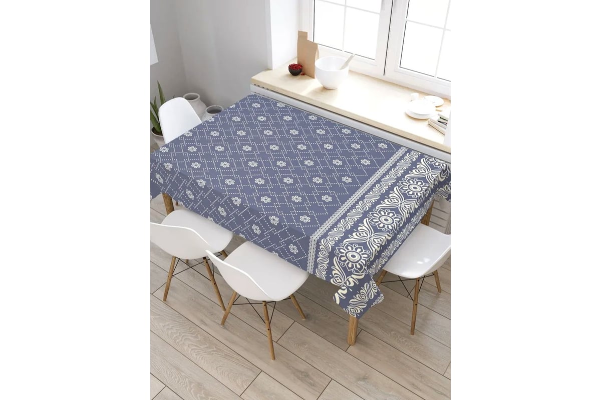 Скатерть прямоугольная из сатена JOYARTY Цветочные клетки tc_28018 ...