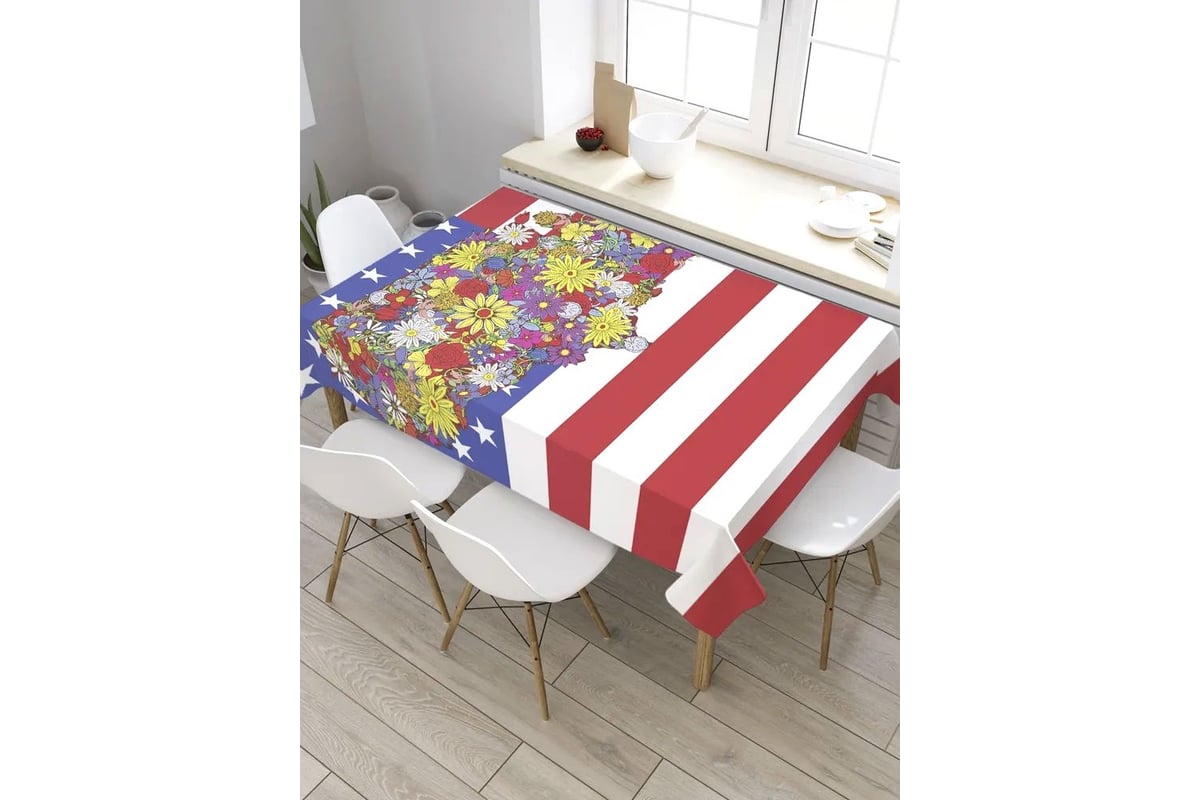 Скатерть прямоугольная из сатена JOYARTY Цветочная америка tc_8063_120x145 - выгодная цена ...