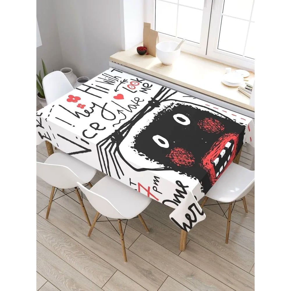 Скатерть прямоугольная водоотталкивающая JOYARTY на стол Свидание 145x180 см tcox_422637_180x145 ...