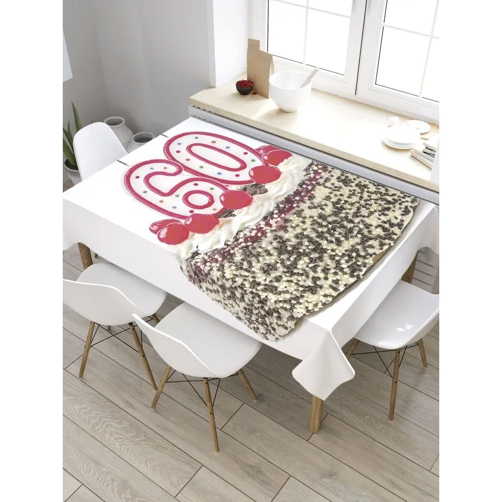 Прямоугольная скатерть из сатена JoyArty Торт на 60-летие tc_33204_120x145 - выгодная цена ...