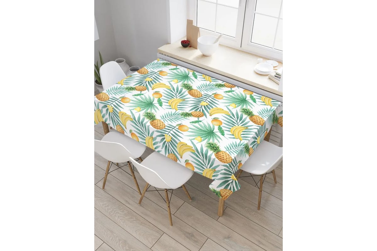 Прямоугольная скатерть из сатена JoyArty Тропические фрукты tc_50069_120x145 - выгодная цена ...