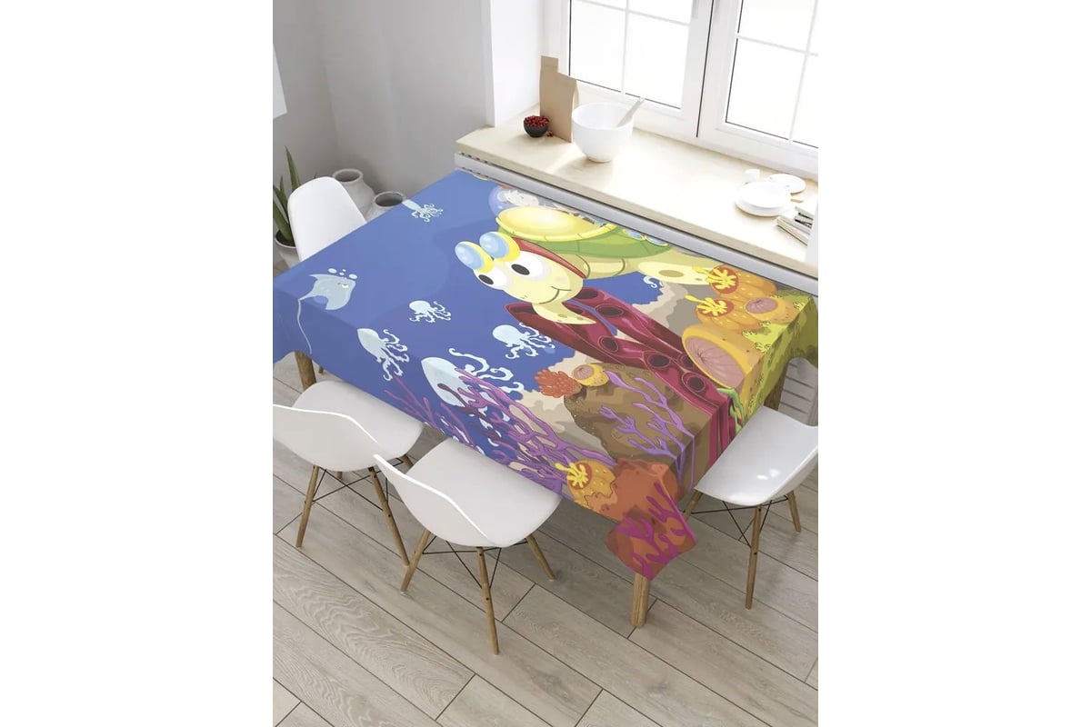 Скатерть JoyArty Черепаха-субмарина, прямоугольная, из сатена tc_35227_120x145 - выгодная цена ...