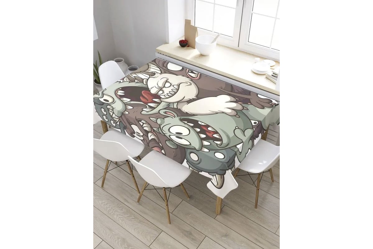 Прямоугольная скатерть из сатена JoyArty Толпа монстров tc_32914_120x145 - выгодная цена, отзывы ...