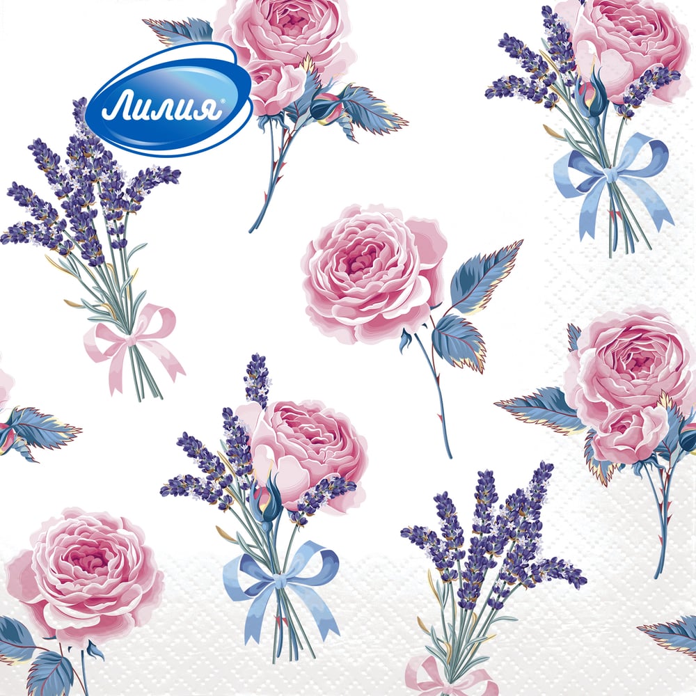 Салфетка бумажная Лилия 33x33 см очарование 2 слоя, 20 листов 2425 ...