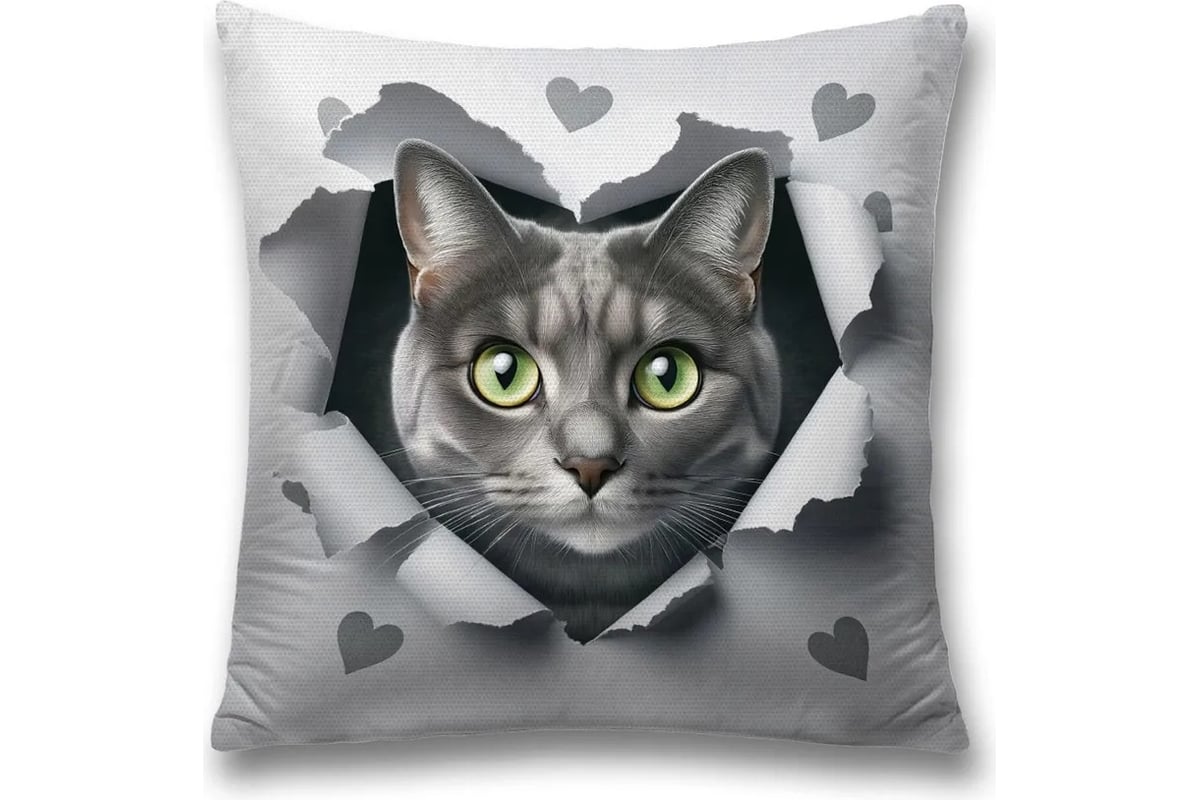 Наволочка декоративная на молнии, чехол на подушку JoyArty "Котиковая любовь" 45x45 см sl_sd1087 ...