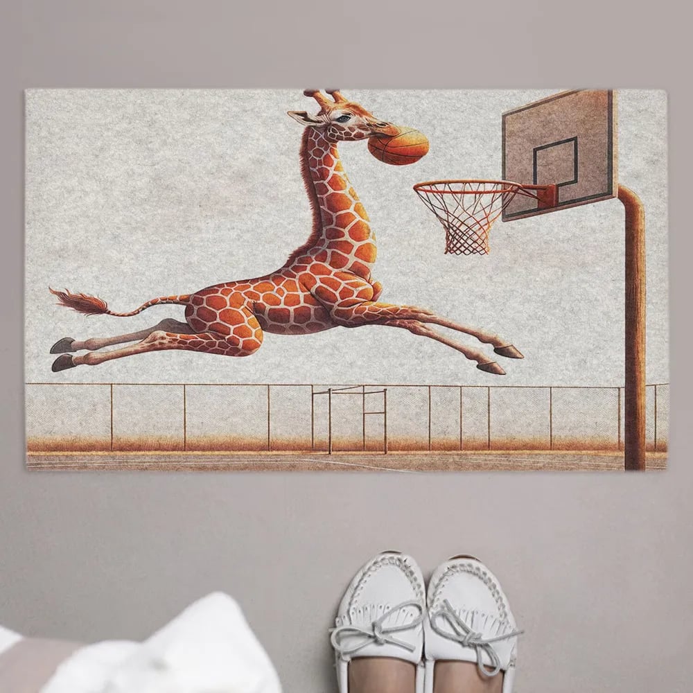 Придверный коврик в прихожую с принтом JoyArty Жираф играет 45х75 см door_430025 - выгодная цена ...