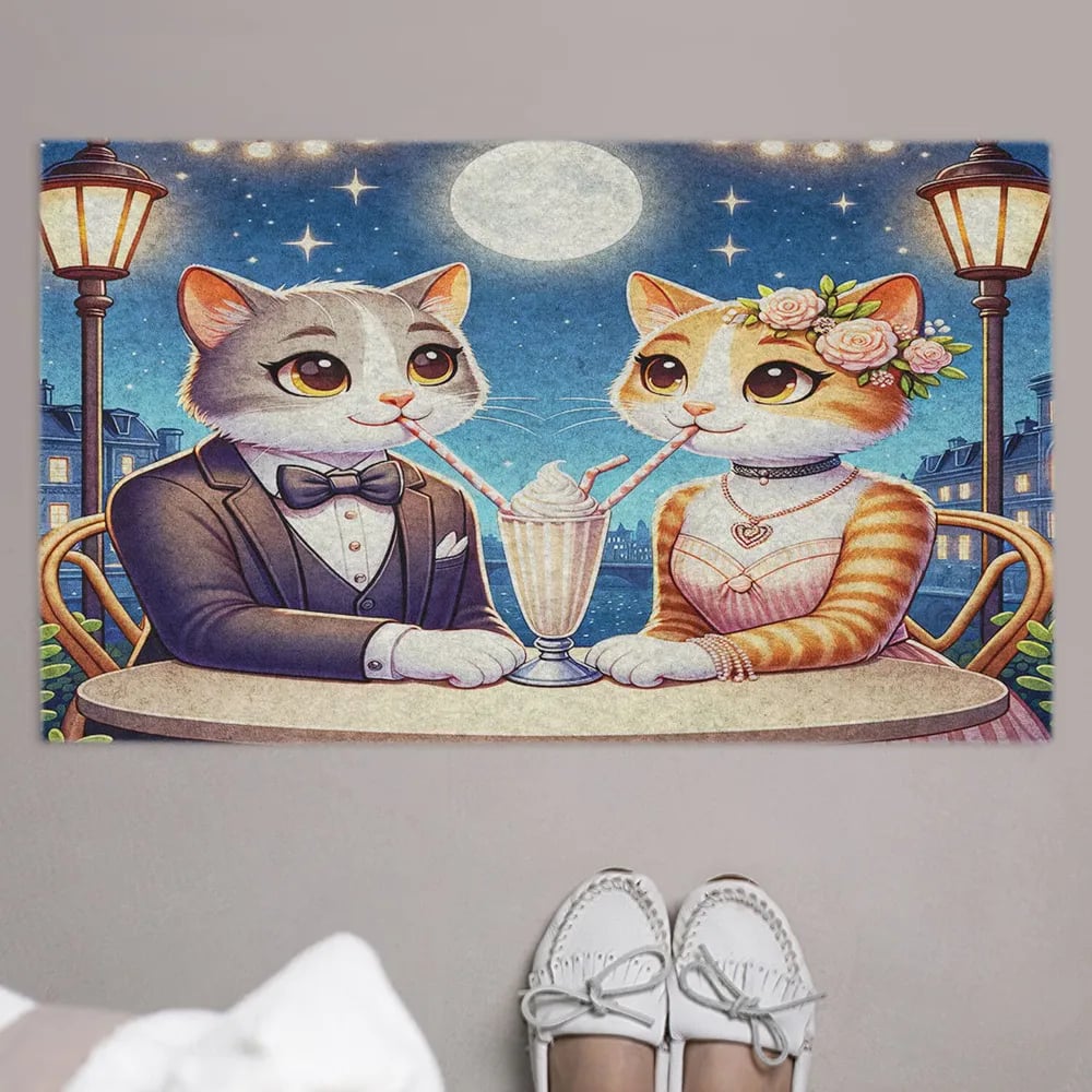 Придверный коврик в прихожую с принтом JoyArty Кошачья романтика 45х75 см door_429885 - выгодная ...