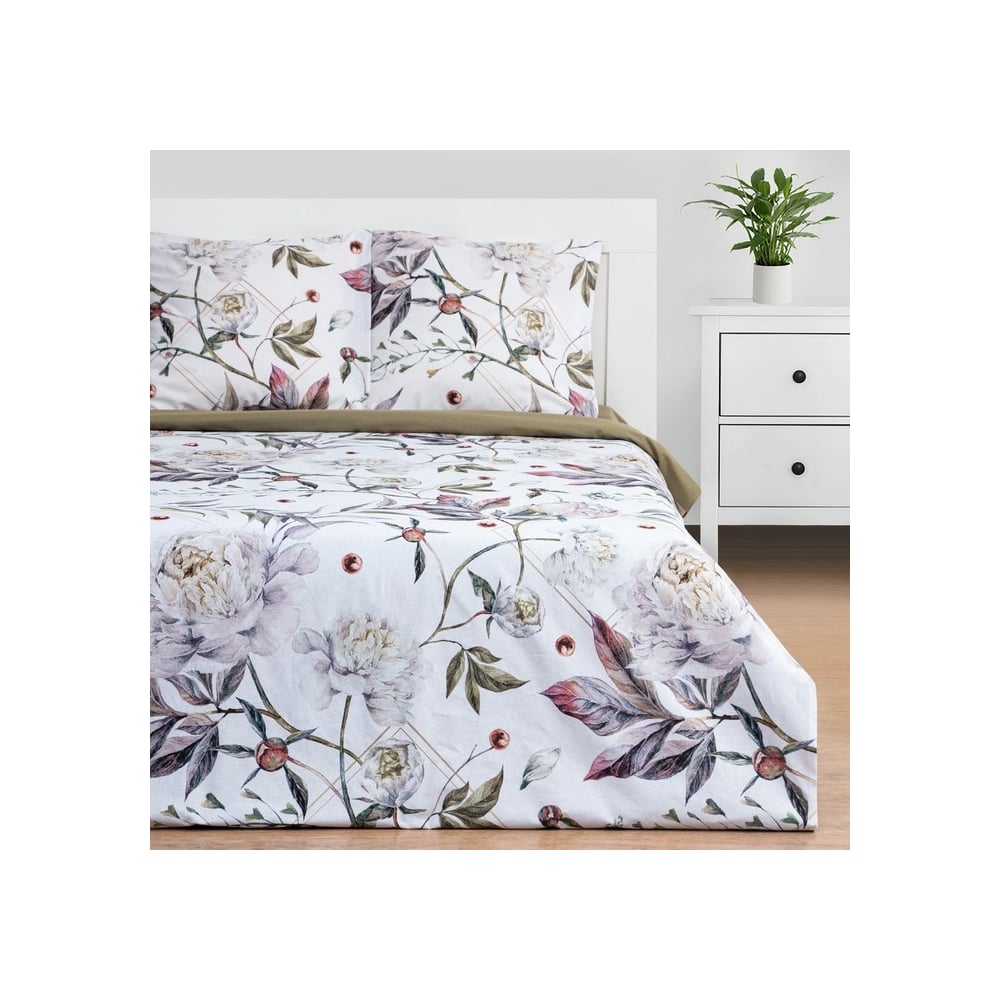 Комплект постельного белья Этель 2 спальный, Пионы 175x215 см, 200x220 см, 70x70 см - 2 шт ...