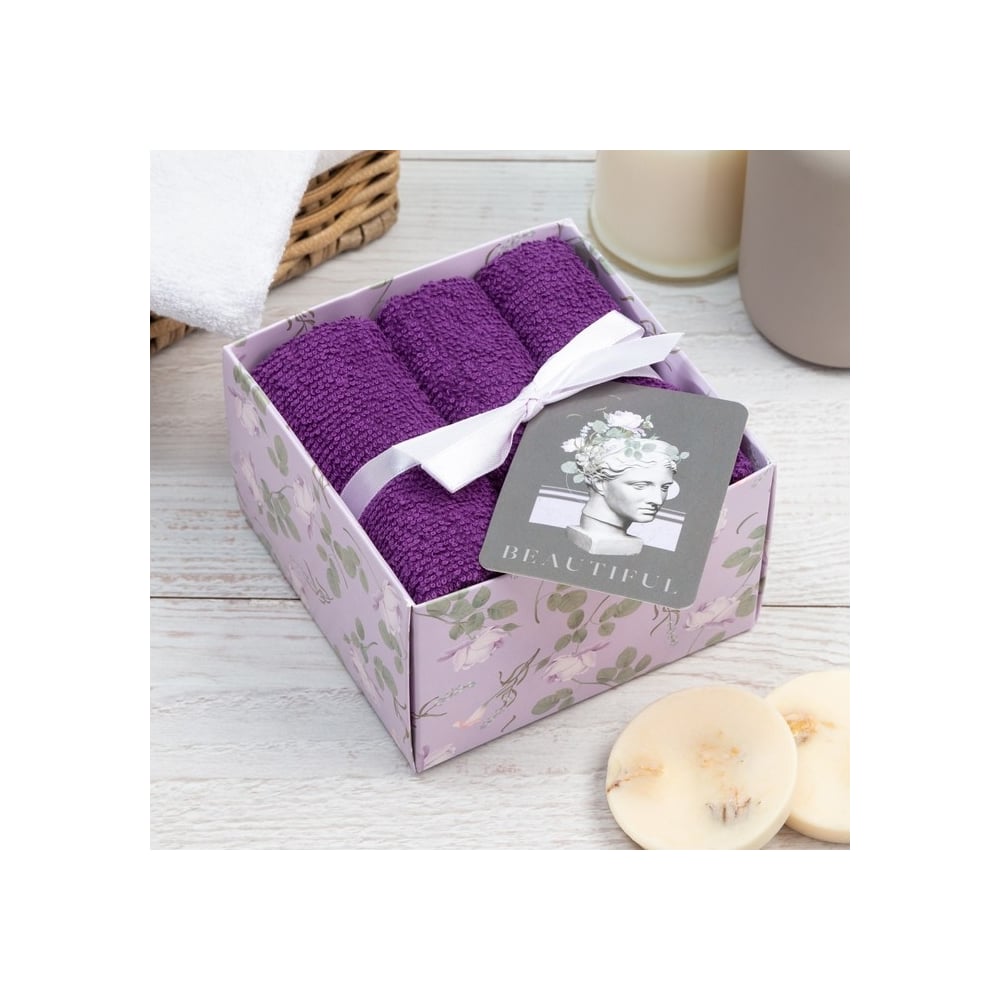 Набор махровых салфеток Этель Beautiful 30x30 см, 3 шт, хлопок, 340 г ...