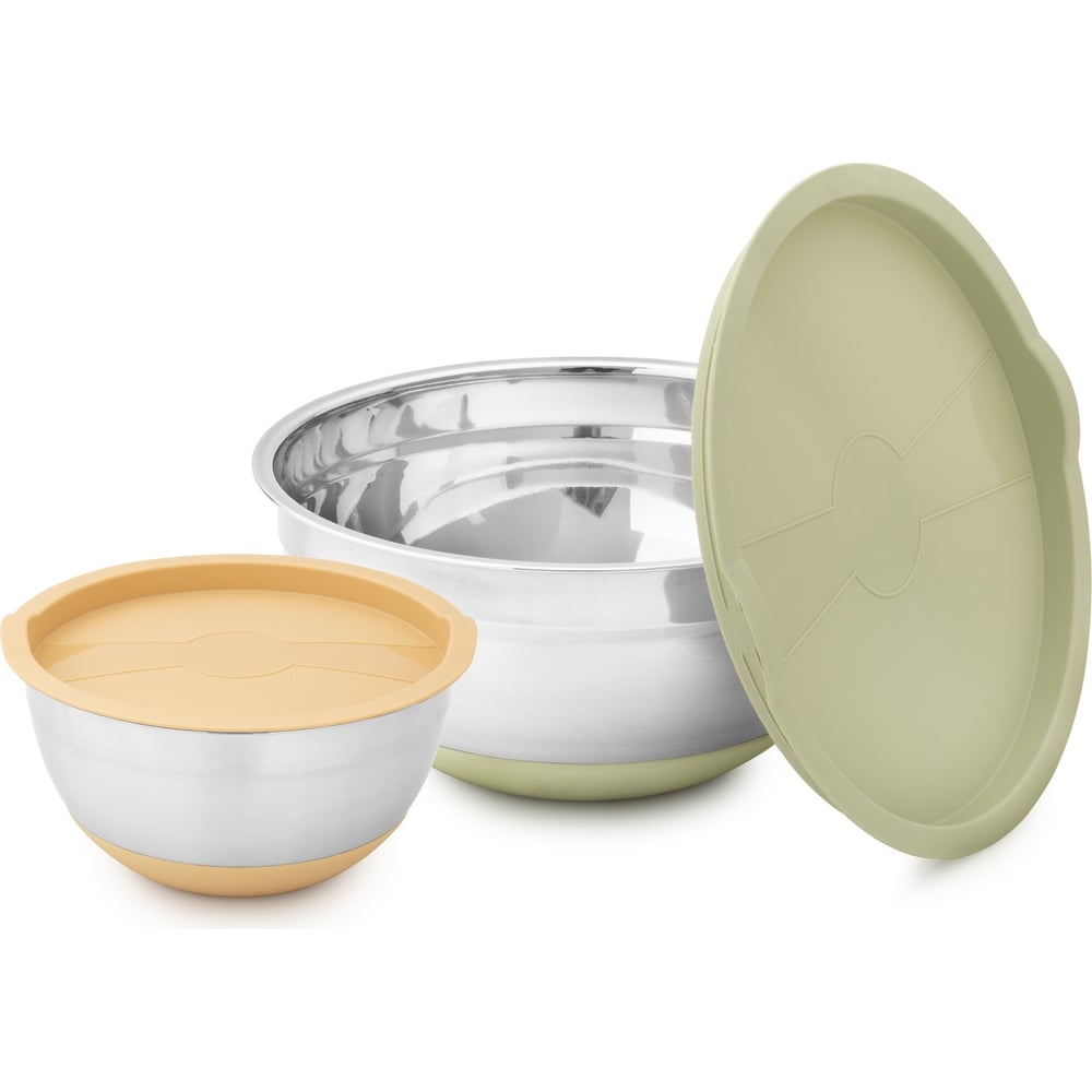 Набор мисок Attribute с крышками NATURA 2 шт 1.5 л + 2.4 л ASN005 ...