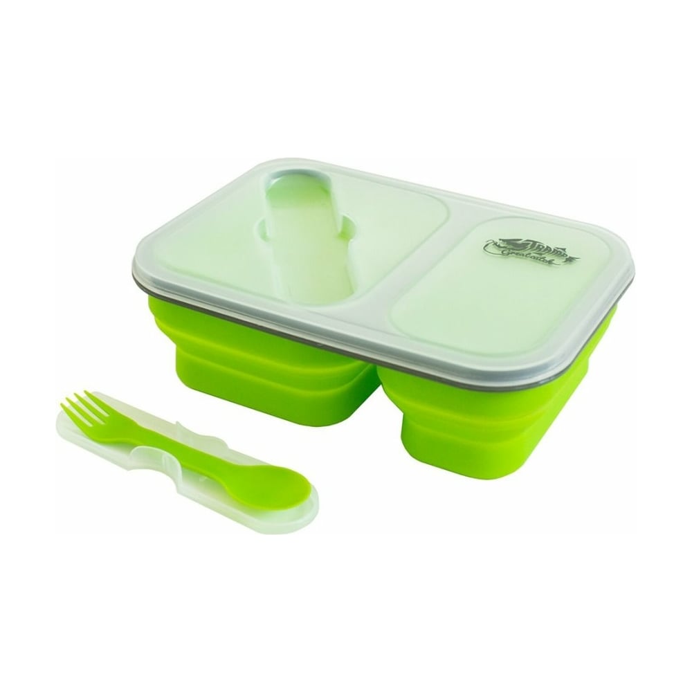 Силиконовый контейнер Tramp 2 отсека, с ловилкой, оливковый, 900 мл TRC ...