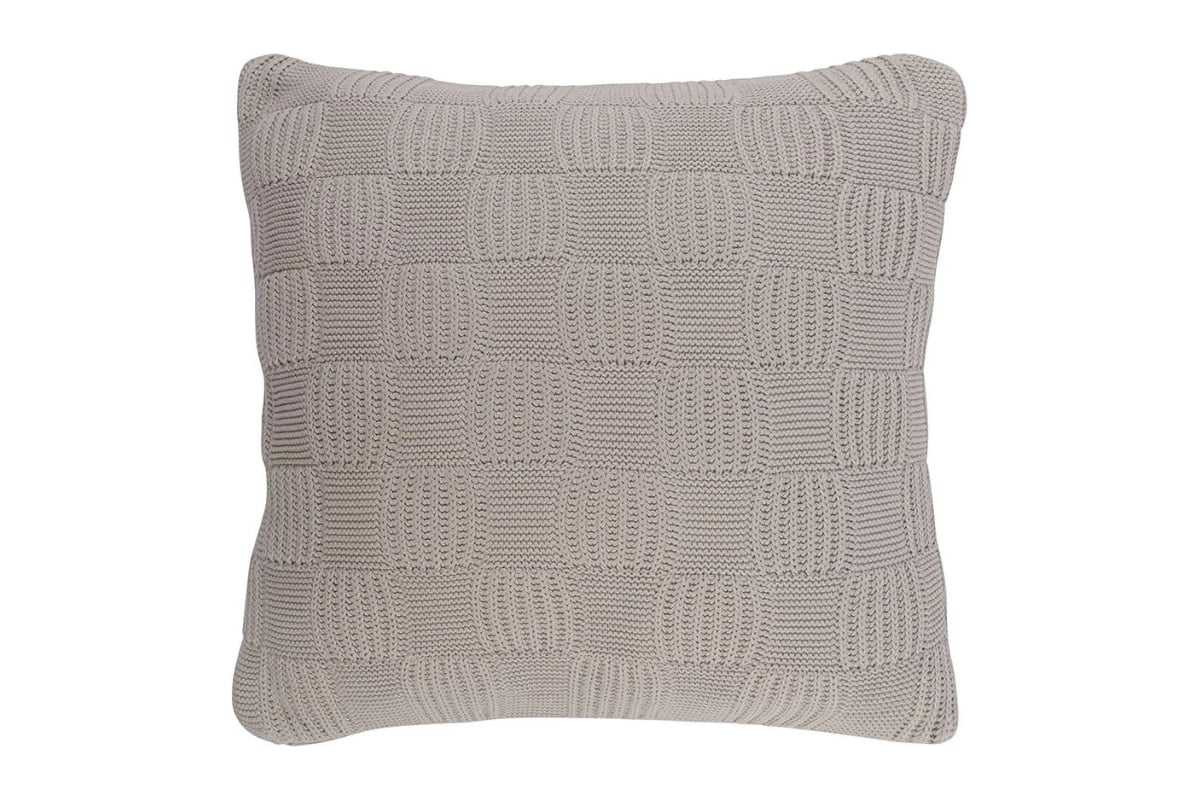 Подушка Tkano из хлопка рельефной вязки светло-серого цвета Essential ...