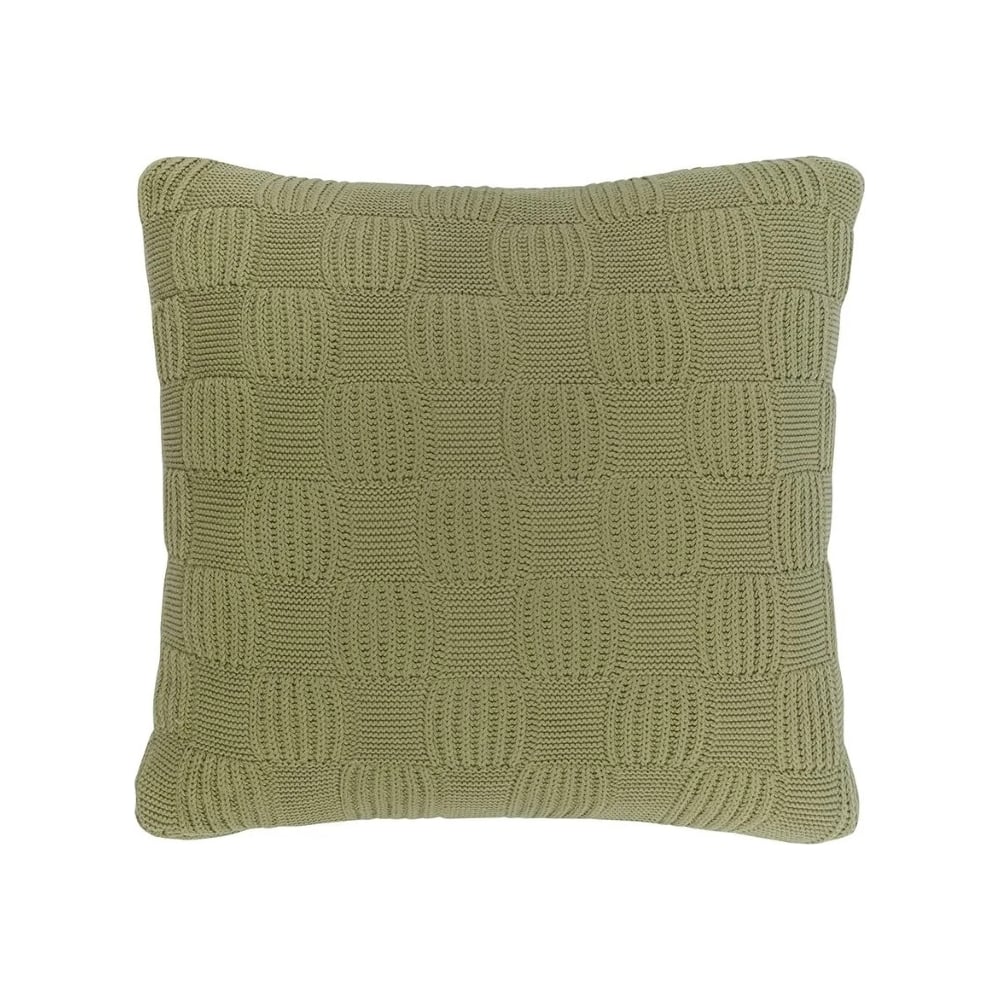Подушка Tkano из хлопка рельефной вязки травянисто-зеленого цвета ...