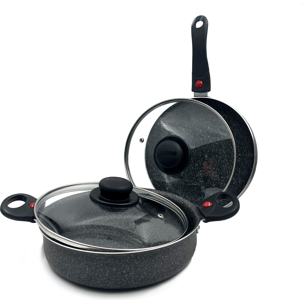 Набор JARKO Жаркий сер гранит: Жаровня 22см со ст.кр., Сковорода 22см ...