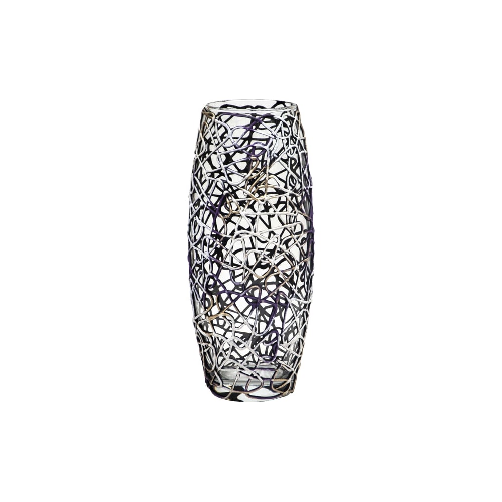 Ваза Яркий штрих Вуаль стекло, 25 см, бочка, ручная роспись 7736/250/sh283.1 - выгодная цена ...