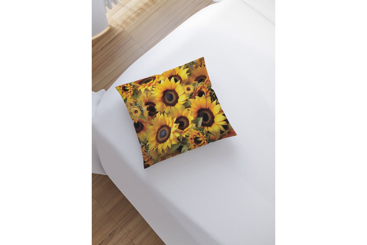 Наволочка декоративная JoyArty на молнии, чехол на подушку Поле подсолнухов 45x45 см, серия 8 ...