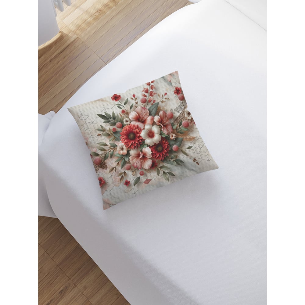 Наволочка декоративная JoyArty на молнии, чехол на подушку Цветы на мраморе 45x45 см sl_429923 ...