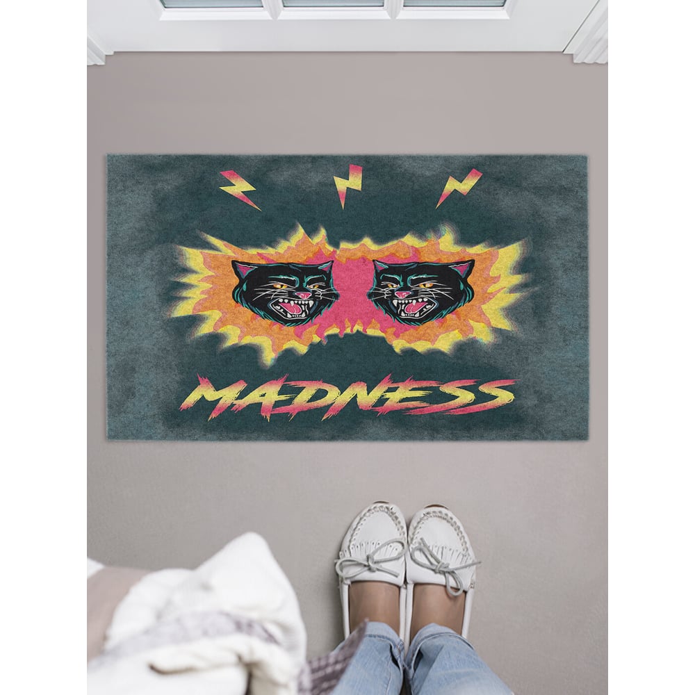 Коврик придверный в прихожую JOYARTY с принтом "Агрессивные коты", 45х75 см door_419766 ...