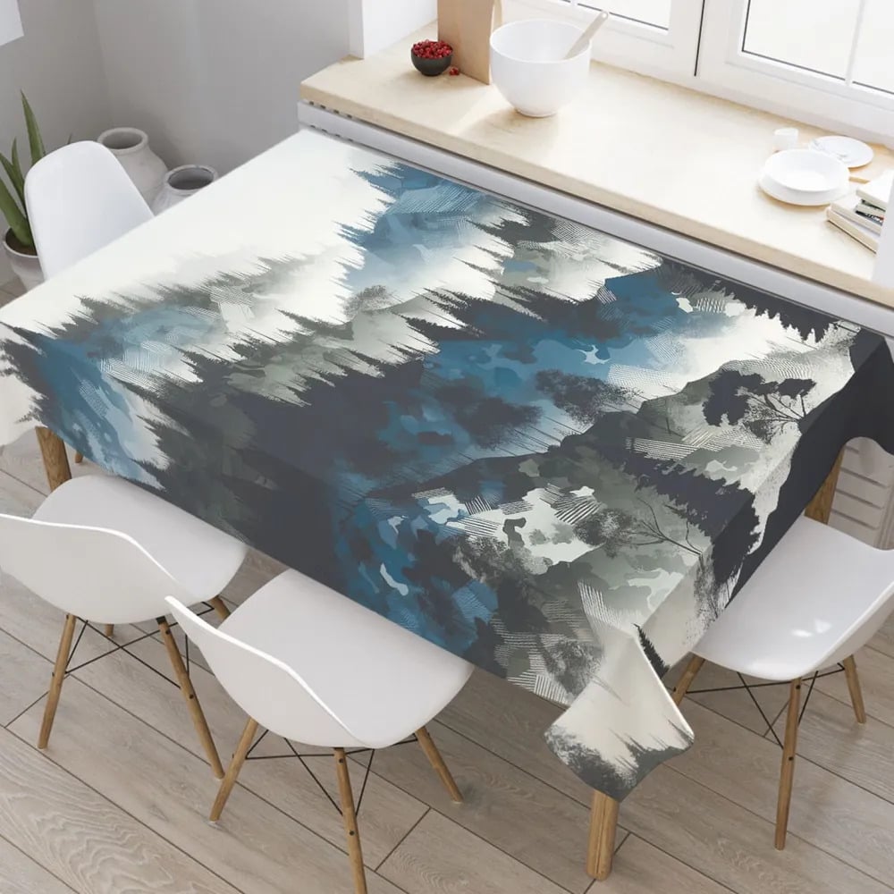 Прямоугольная тканевая скатерть на стол JoyArty с рисунком Горы в тумане 120 на 145 см tc_sd3027 ...
