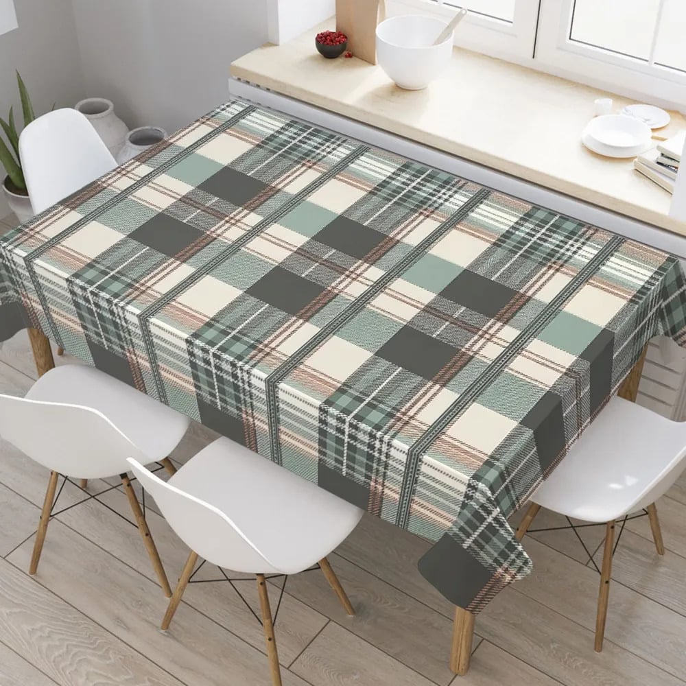 Прямоугольная водоотталкивающая скатерть на стол JoyArty Современная клетка 120x145 см tcox ...