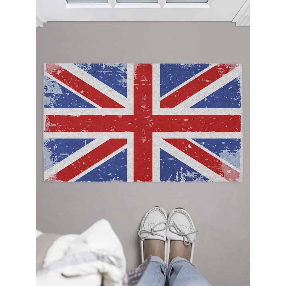 Коврик придверный в прихожую JOYARTY с принтом "Винтажный флаг Великобритании" 45х75 см door ...