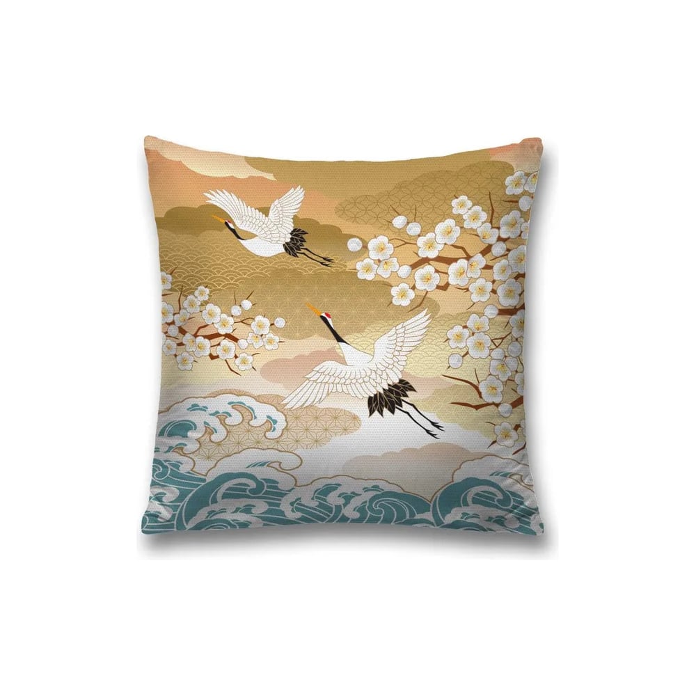 Наволочка декоративная на молнии, чехол на подушку JOYARTY "Японские журавли в небе” 45x45 см sl ...