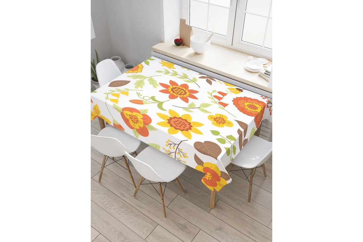 Прямоугольная тканевая скатерть на стол с рисунком JOYARTY "Прекрасное цветение" 120 на 145 см ...