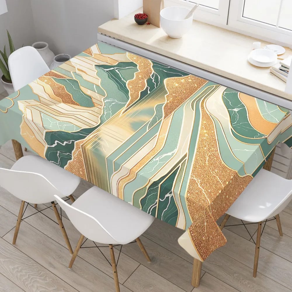 Прямоугольная тканевая скатерть на стол с рисунком JoyArty "Золотистые горы" 120 на 145 см tc ...