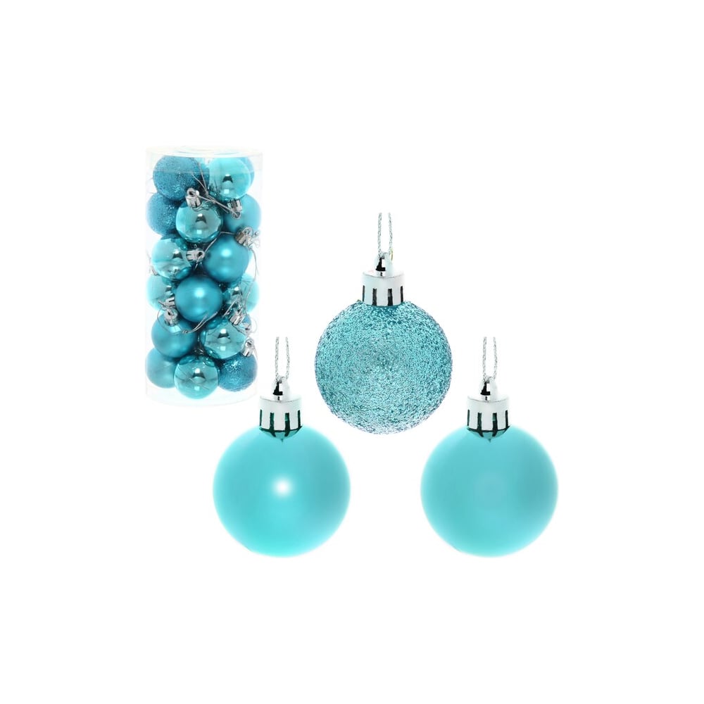 Новогодние шары Серпантин 4 см, 24 шт., Микс фактур, голубой 201-0629 ...