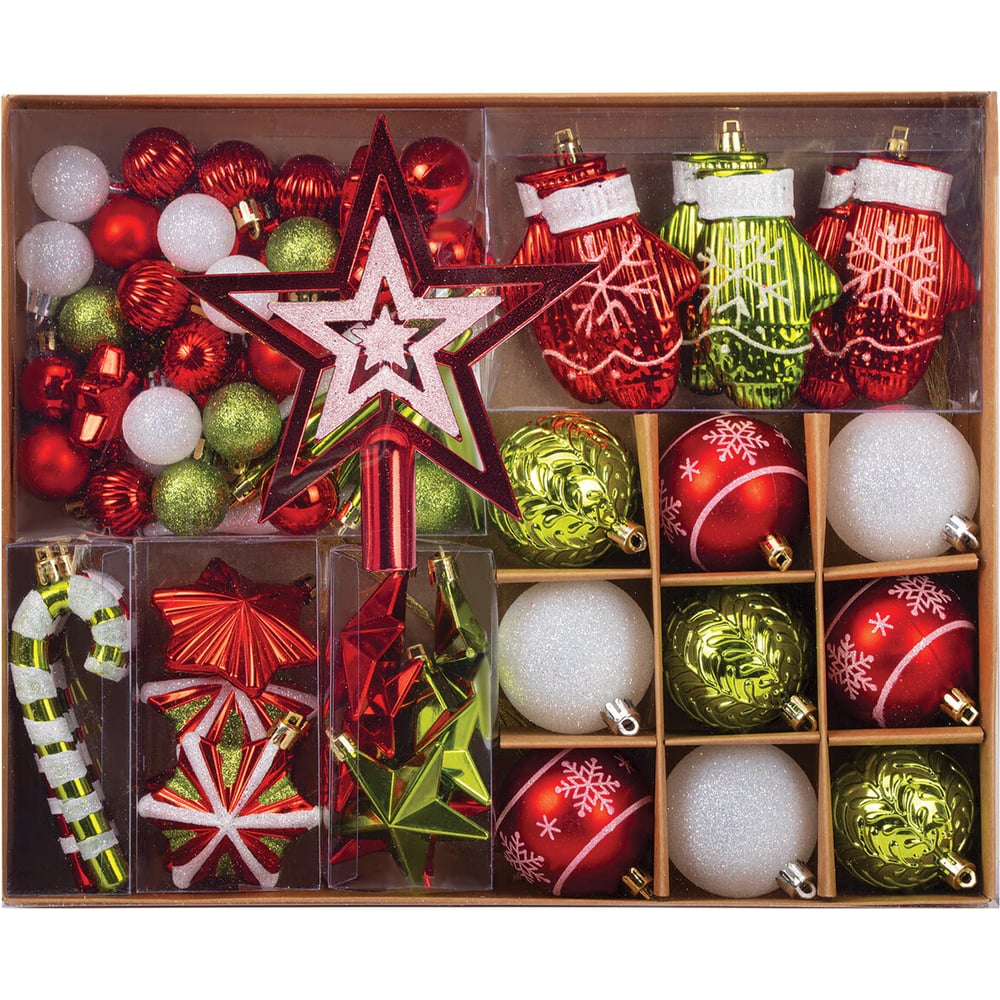 Шары новогодние елочные Золотая сказка "Red and Lime" набор 67 ...