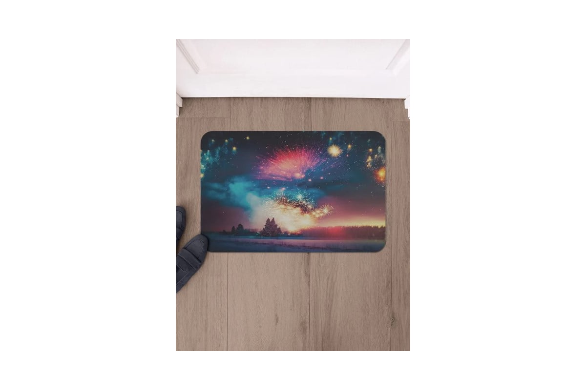 Коврик в прихожую придверный JoyArty прямоугольный Салют зимой 58x38 см sbmrec_427874_58x38 ...