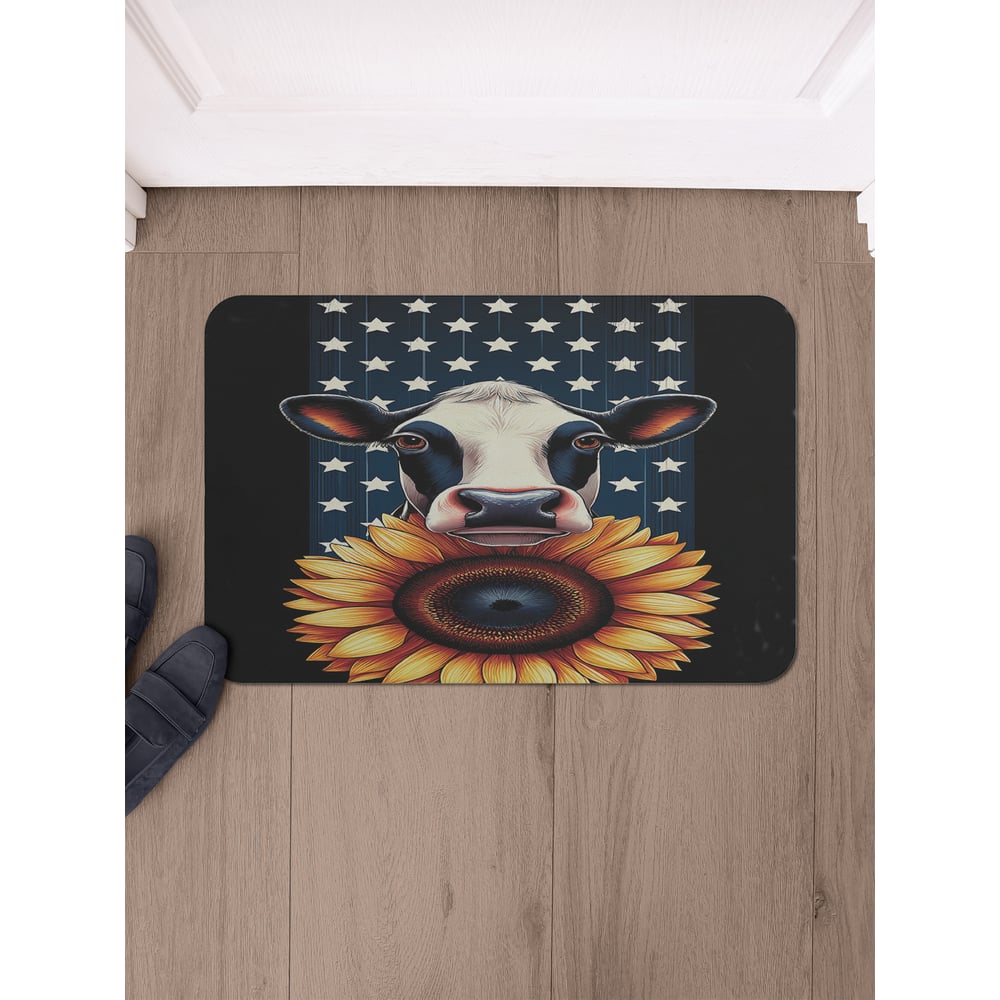 Коврик в прихожую JoyArty прямоугольный Корова и подсолнух 58x38 см sbmrec_sd3437_58x38 ...