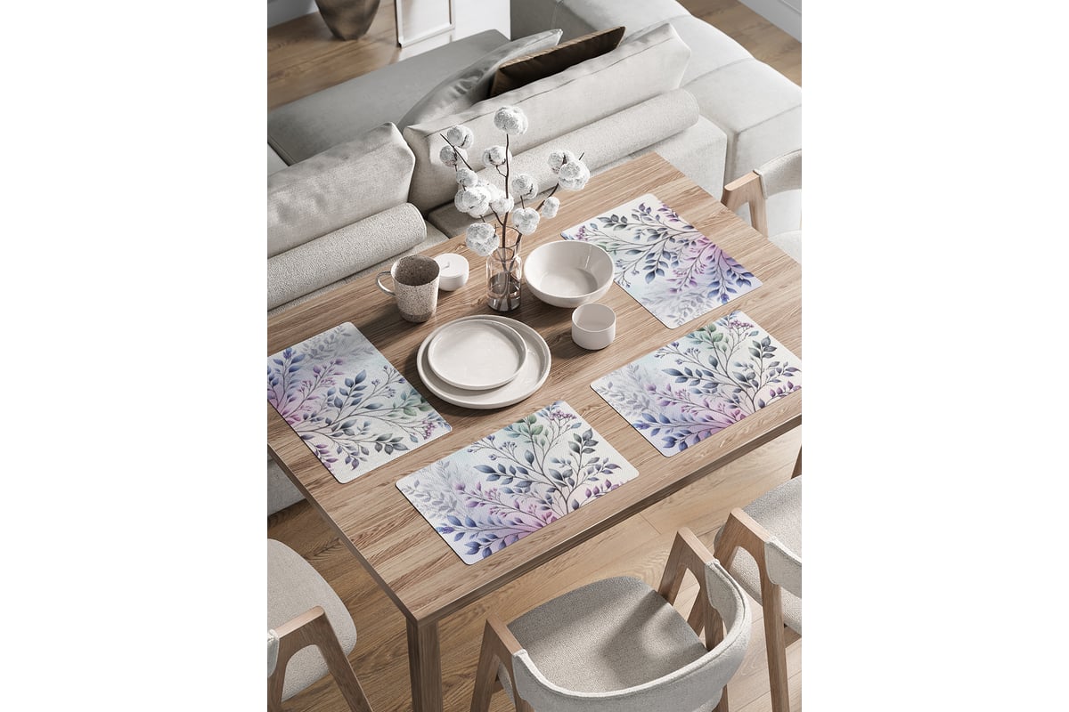 Сервировочные салфетки на стол JoyArty "Веточка бутонов", 30x46 см , ser002_sd3494_30x46 ...