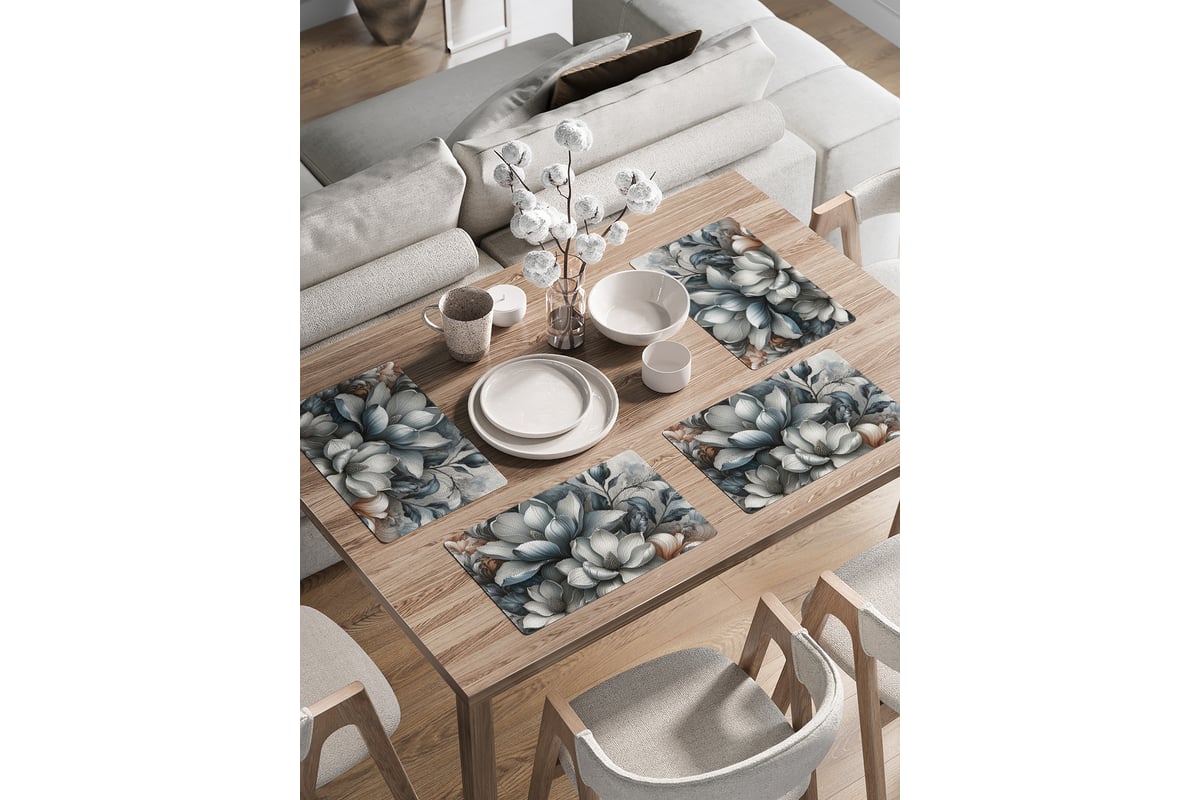 Сервировочные салфетки на стол JoyArty "Бледная магнолия", 30x46 см , ser002_sd3483_30x46 ...