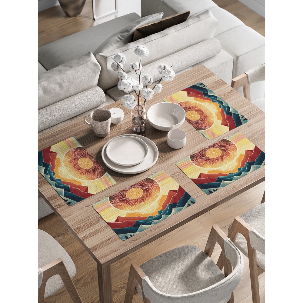 Сервировочные салфетки на стол JoyArty "Лотос над горами", 30x46 см , ser002_sd3451_30x46 ...