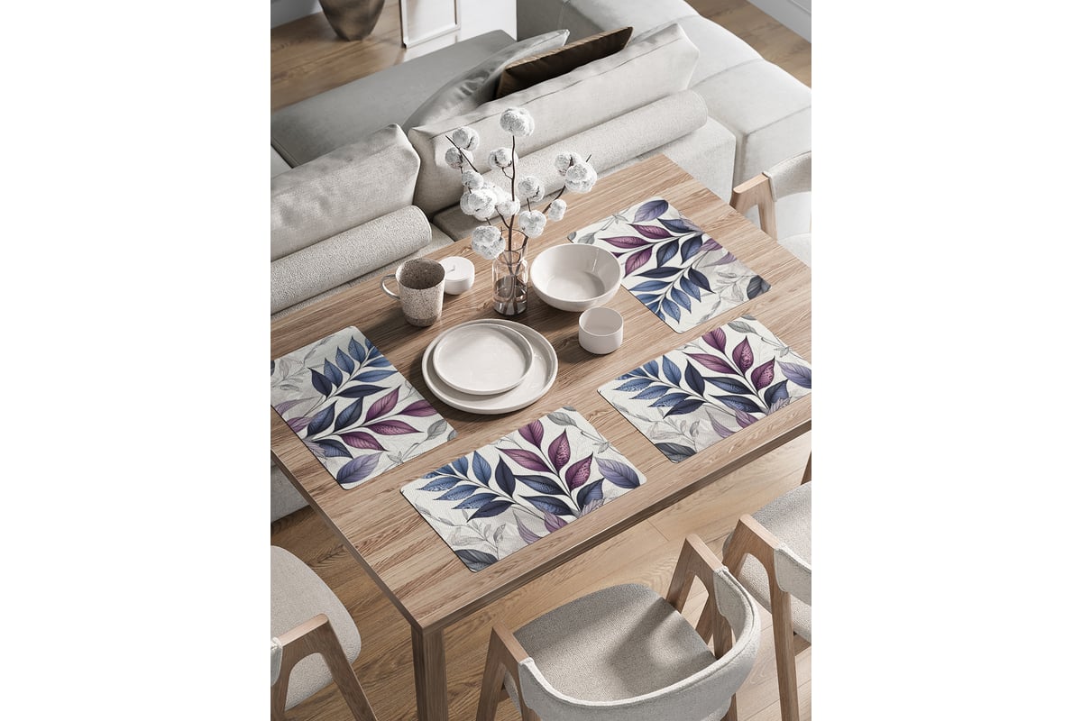 Сервировочные салфетки на стол JoyArty "Листья бледные", 30x46 см , ser002_sd3505_30x46 ...