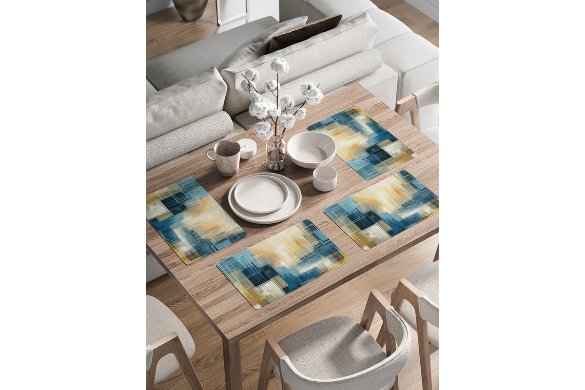 Сервировочные салфетки на стол JoyArty "Квадрат на красках", 30x46 см , ser002_sd3568_30x46 ...