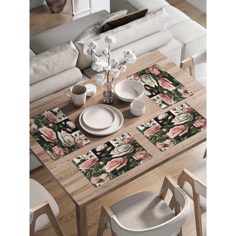 Сервировочные салфетки на стол JoyArty "Розы в полоску", 30x46 см , ser002_sd3441_30x46 ...