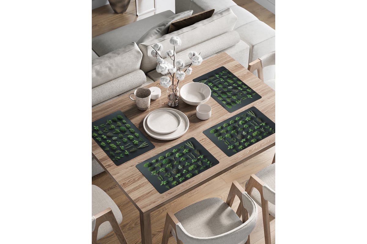 Сервировочные салфетки на стол JoyArty "Зеленая стена", 30x46 см , ser002_sd3456_30x46 ...