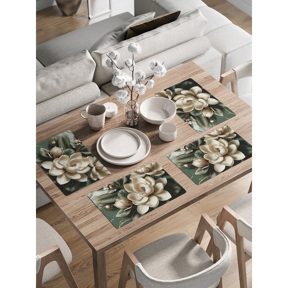 Сервировочные салфетки на стол JoyArty "Мраморная магнолия", 30x46 см , ser002_sd3466_30x46 ...