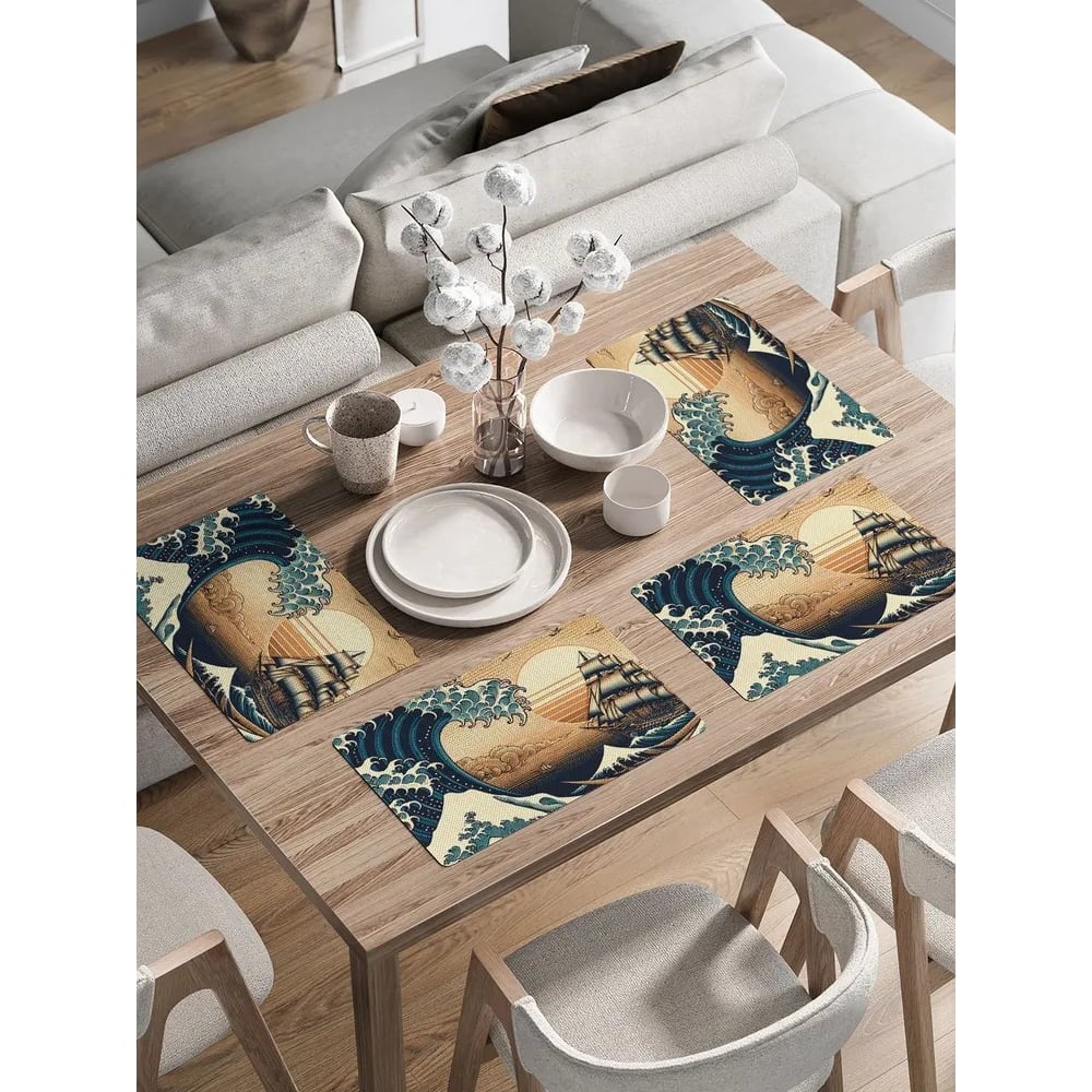 Сервировочные салфетки на стол JoyArty "Корабль на закате", 30x46 см , ser002_sd3587_30x46 ...