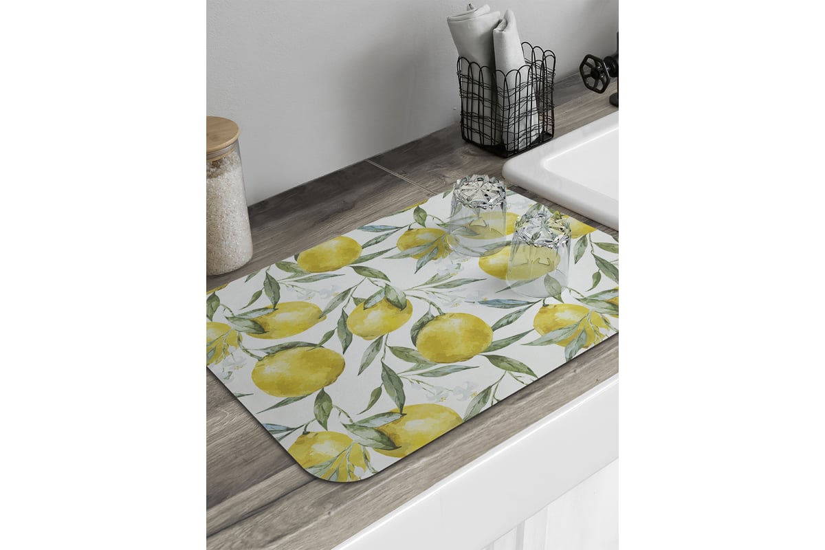 Коврик для сушки посуды JoyArty прямоугольный Ветви лимона 58x38 см sbmrec_31934_58x38 ...