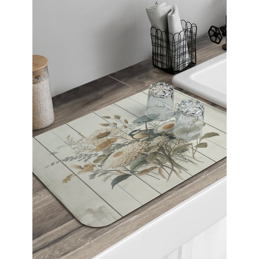 Коврик для сушки посуды JoyArty прямоугольный Полевой букет 58x38 см sbmrec_sd3426_58x38 ...