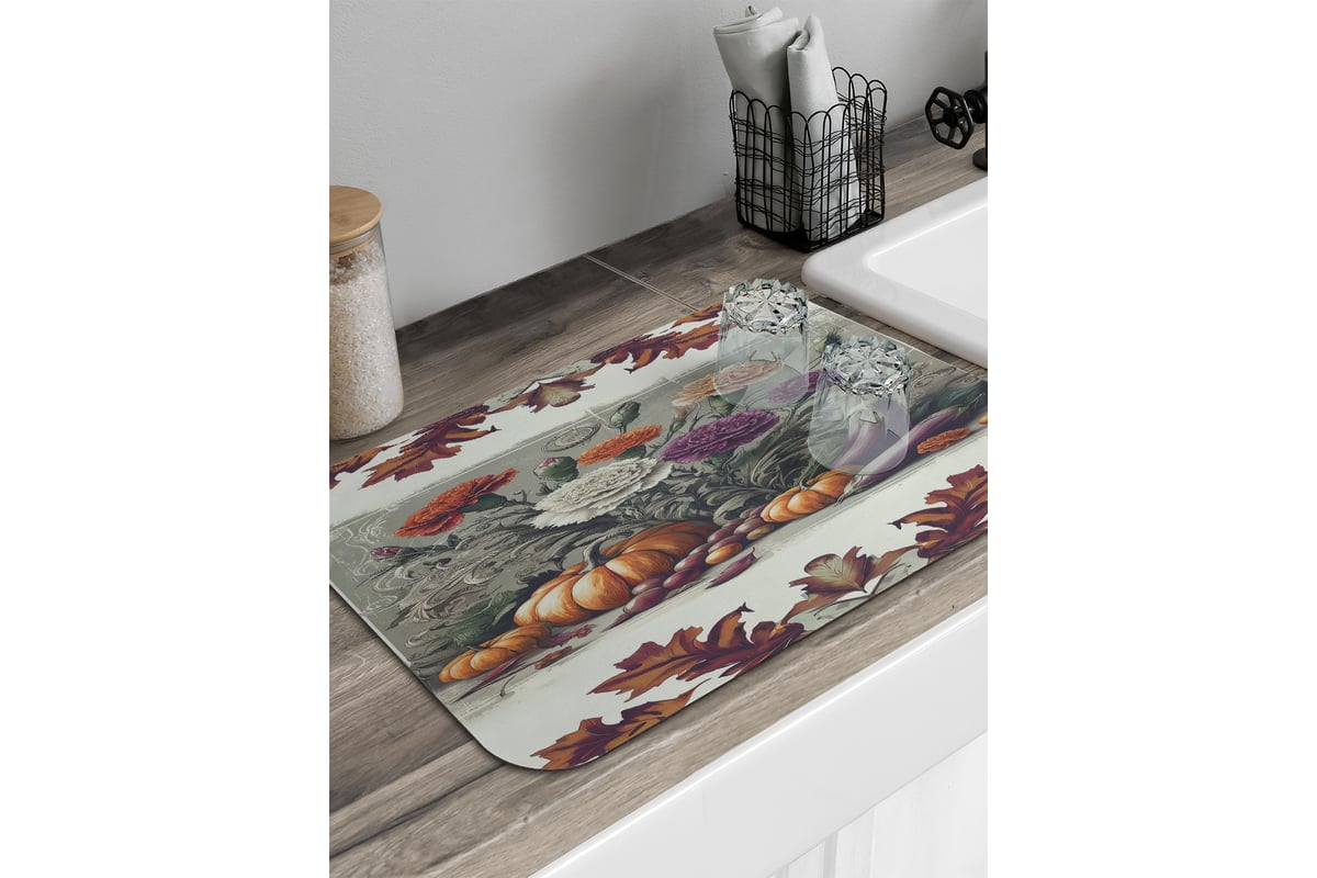 Коврик для сушки посуды JoyArty прямоугольный Осенние мотивы 58x38 см sbmrec_sd3429_58x38 ...
