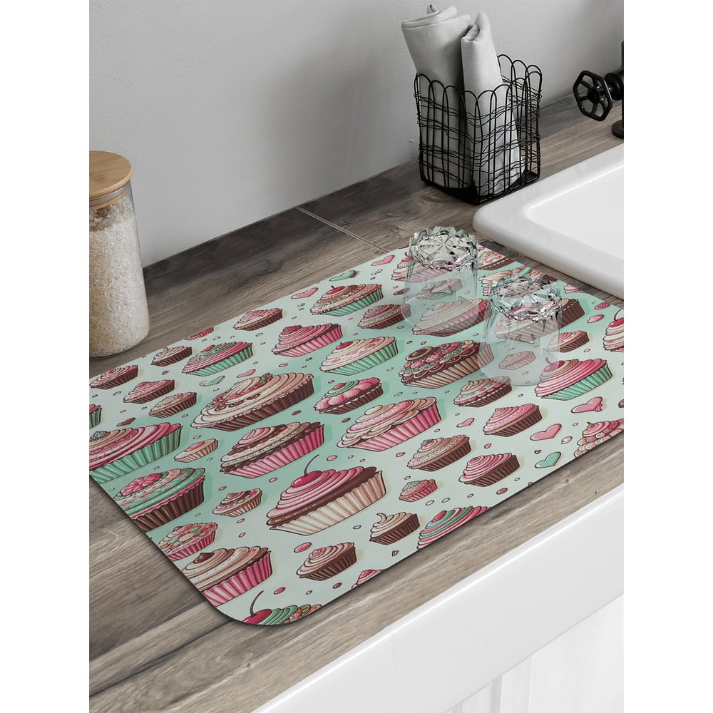 Коврик для сушки посуды JoyArty прямоугольный Пирожные 58x38 см sbmrec_sd3430_58x38 - выгодная ...