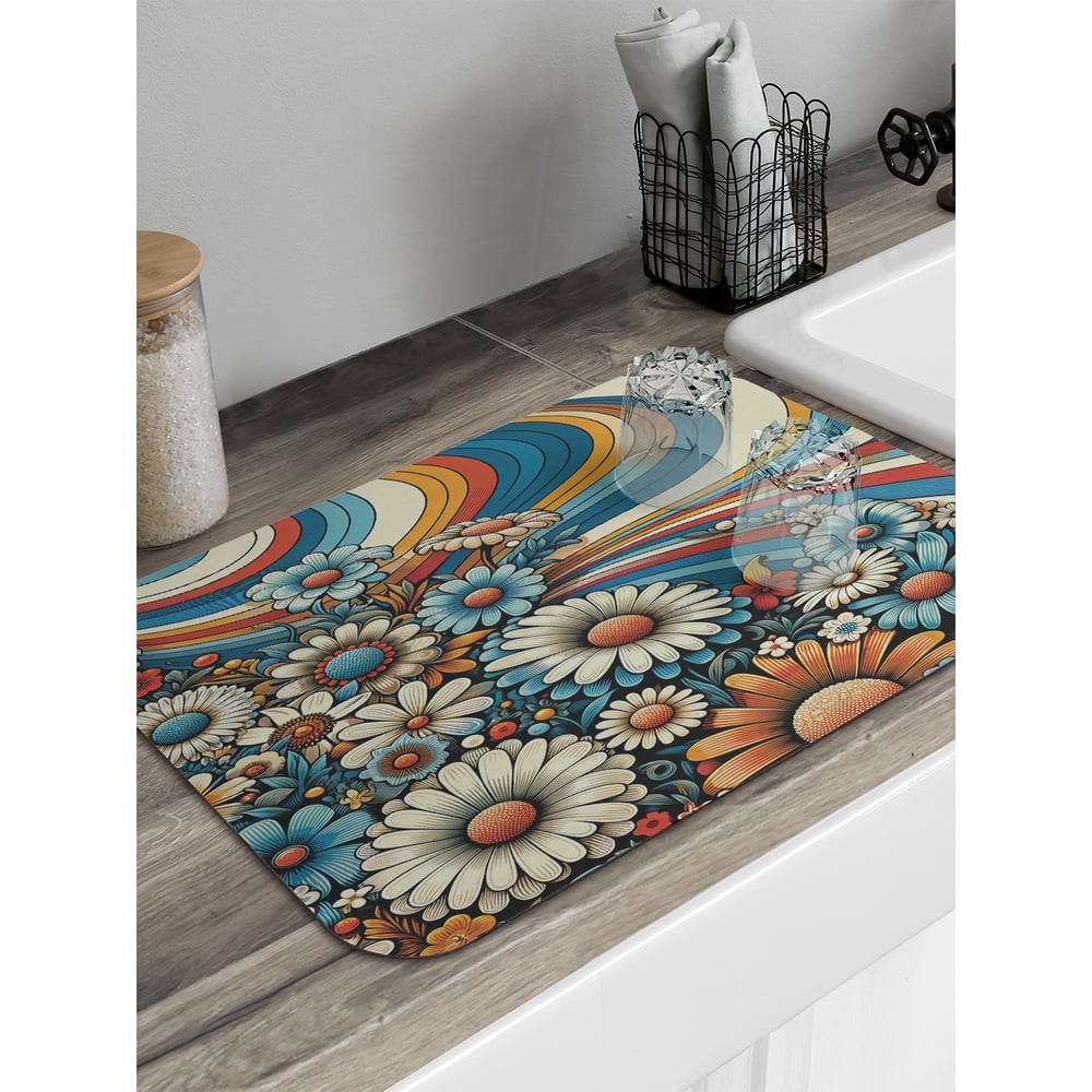 Коврик для сушки посуды JoyArty Нарисовал ромашки 58x38 см sbmrec_sd3532_58x38 - выгодная цена ...