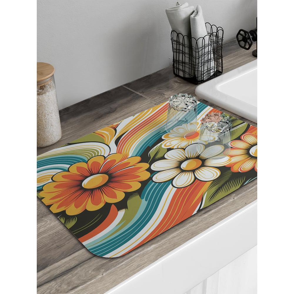 Коврик для сушки посуды JoyArty Раскраска цветов 58x38 см sbmrec_sd3549_58x38 - выгодная цена ...